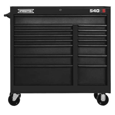 Proto 540S Rolling Tool Cabinet, 15 Drawer, Gloss Black, Steel, 41 in W ...