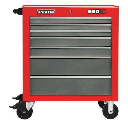 Proto 550S Series Rolling Tool Cabinet, 7 Drawer, Red/Gray, Steel, 34 ...