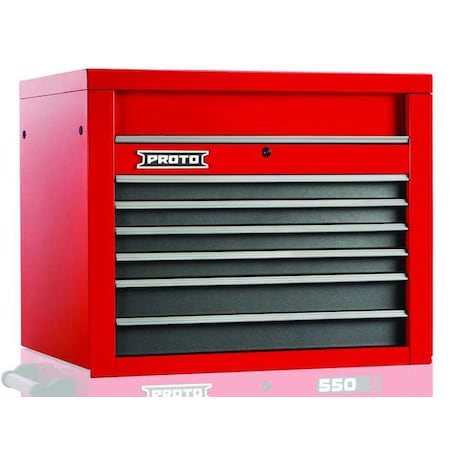 Proto 550S Series Top Chest, 6 Drawer, Red/Gray, Steel, 34 in W x 25-1/ ...