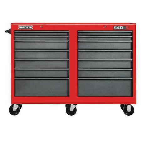Proto 540S Rolling Tool Cabinet, 14 Drawer, Safety Red and Gray, Steel ...
