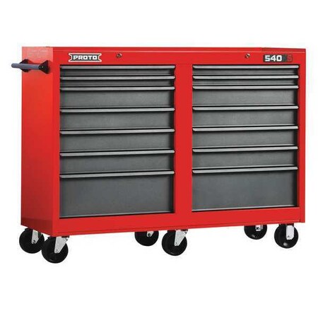 Proto 540S Rolling Tool Cabinet, 14 Drawer, Gloss Red, Steel, 54 in W x ...