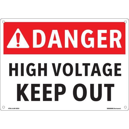 Electromark Danger High Voltage Keep Out, 14" W x 10" H 4706AAM10X14 | Zoro