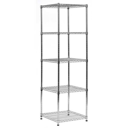 Sandusky Lee Wire Shelving Unit, 18"D x 18"W x 59"H, 5 Shelves, Chrome ...