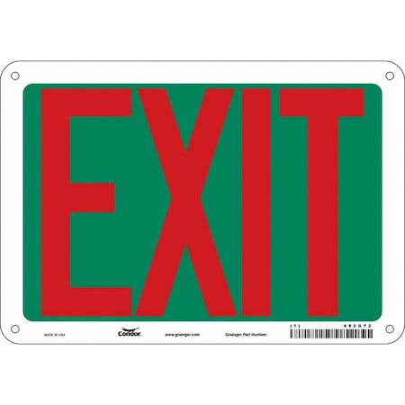 Condor Exit Sign, Plastic, 10" W, 7" H, Exit, Green 480G72 | Zoro