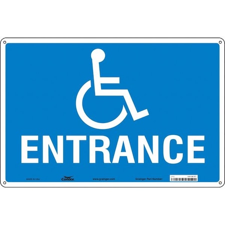 Condor Safety Sign, Aluminum, 18 in W, 12 in H, ENTRANCE, Blue, White ...