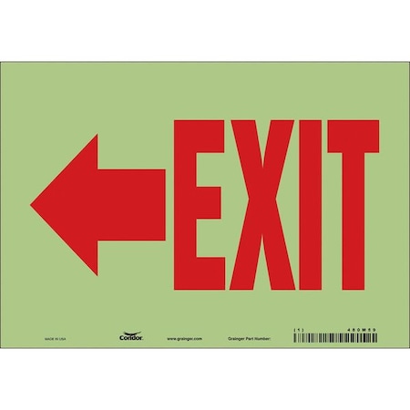 Condor Exit Sign, Vinyl, 10" W, 7" H, Exit, White 480M59 | Zoro