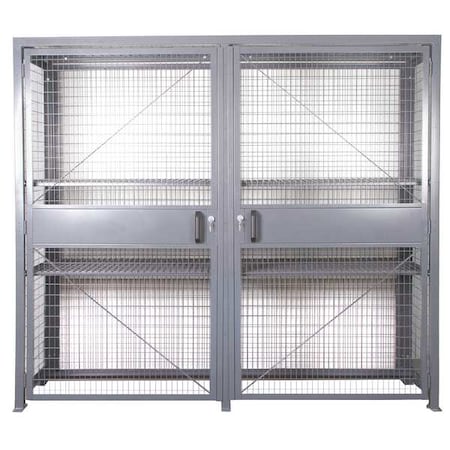 Folding Guard Bulk Storage Locker, 96 in W, 18 in D, 84 in H, 4 Shelves ...