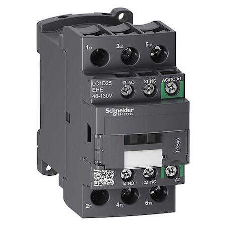 Schneider Electric IEC Magnetic Contactor, 1NC/1NO, 48V-130V AC/DC, 3 P ...