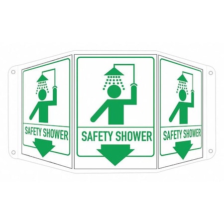 Lyle Safety Shower (EMERGENCY SHOWER PICTOGRAM), 10 in x 17 1/2 in, Tri ...