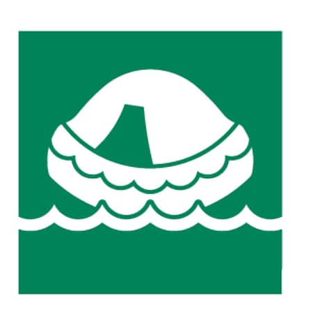 Life Raft Sign (6 in W 6 in H) Square , Polycarbonate 486F55 | Zoro