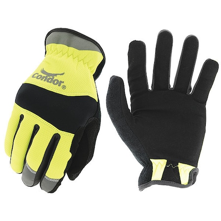 Condor Hi-Vis Mechanics Gloves, XL, Yellow, Polyester 488C42 | Zoro