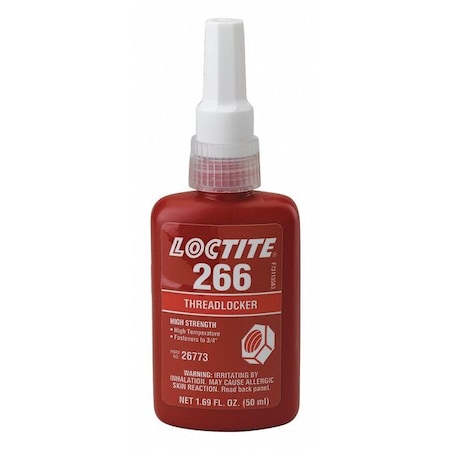 Loctite Threadlocker, LOCTITE 266, Red, High Strength, Liquid, 50 mL ...