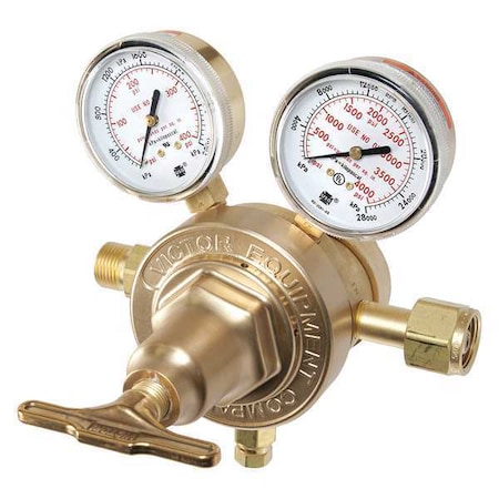 Victor Gas Regulator, Argon, Helium, Nitrogen, Two Stage, 0.965"-14 ...