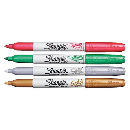 Sharpie Emerald, Gold, Ruby, Silver Permanent Marker Set, Fine Tip, 4 ...