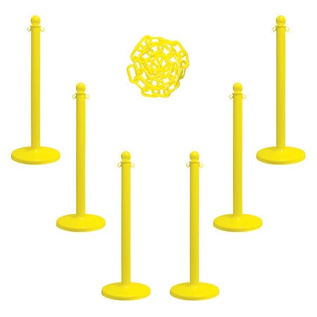 Zoro Select Barrier Post Kit, Yellow, 40 in Post Height, Gloss 71102-6 ...
