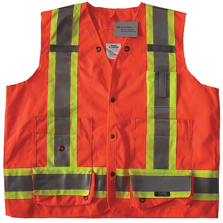 Condor Safety Vest, Orange/Red, XL, Snap 491T21 | Zoro