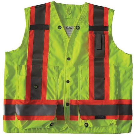 Condor Safety Vest, Yellow/Green, L, Snap 491T23 | Zoro