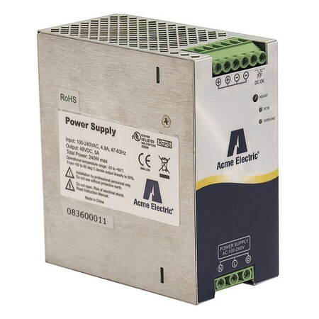 Acme Electric DC Power Supply, 90 to 254 V AC, 48 VDC, 120W, 2.5, Din ...