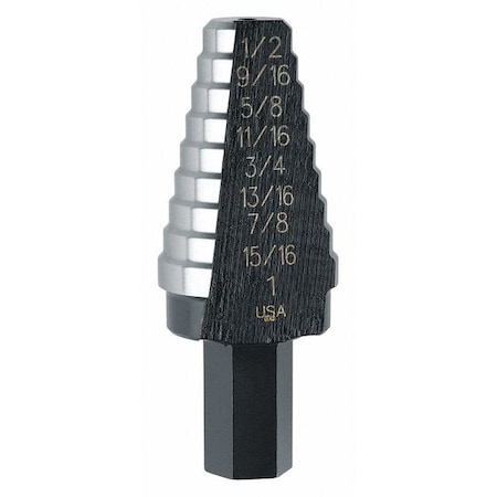 IRWIN UNIBIT HSS Step Drill Bit 8 Sizes, 9/16-1" (UNIBIT 20) | Zoro
