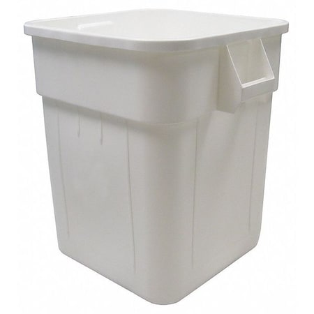 Tough Guy 48 gal. Square Trash Can, White, None, LLDPE 5DMV6 | Zoro