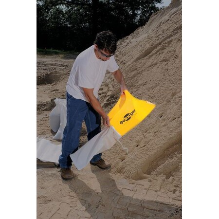 Gobagger Sand Bag Filling Tool, Plastic, Yellow 5EET2 | Zoro