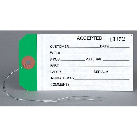 Zoro Select Wire Tag, Paper, Accepted, PK1000 0760-1420022 | Zoro