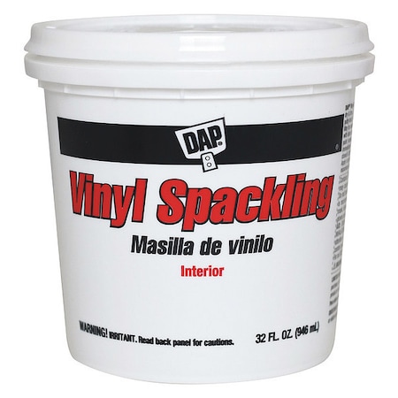 Dap Vinyl Spackling Paste, 1 qt, Tub, White, Vinyl Spackling 12132 | Zoro