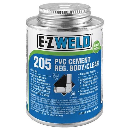 Ez Weld Cement, 8 Oz, Clear, PVC, Low VOC 20502 | Zoro