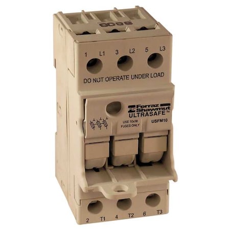 Mersen Finger Safe Fuse Block, 0 to 30A Amp Range, 600V AC/DC Volt ...