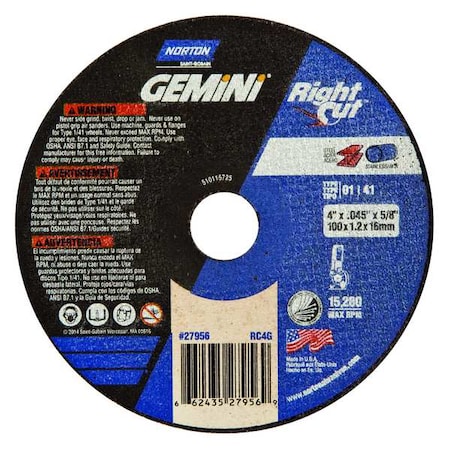 NORTON Gemini RightCut A AO Type 01/41 Right Angle Cut-Off Wheel ...