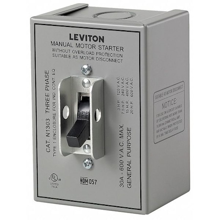 Leviton 30 Amps Ac 600Vac Manual Motor Switch N1303-DS | Zoro