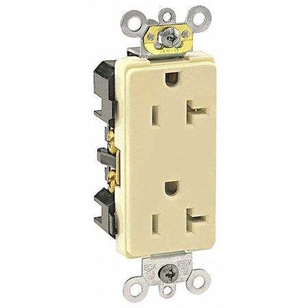 Leviton Receptacle, Deco, 20A, 5-20R, 125V, Ivory 16362-I | Zoro