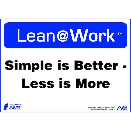 Zing Lean Sign, Lean At Work, Simple, 10X14", 2188 2188 | Zoro