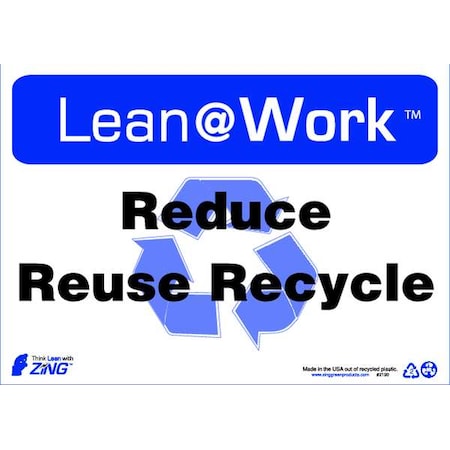 Zing Lean Sign, Lean At Work, Reduce, 10X14", 2190 2190 | Zoro