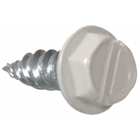 Zoro Select Self-Piercing Screw, Zinc with White Painted Head Steel Hex ...
