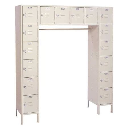 Lyon Box Locker Unit with Coat Rod, 69 in W, 18 in D, 78 in H, (6) Tier ...