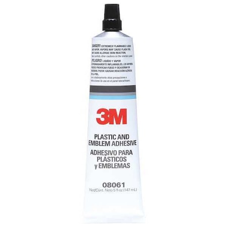 3M Plastic/Emblem Adhesive, 5 oz, Tube, Clear, Synthetic Elastomer Base ...
