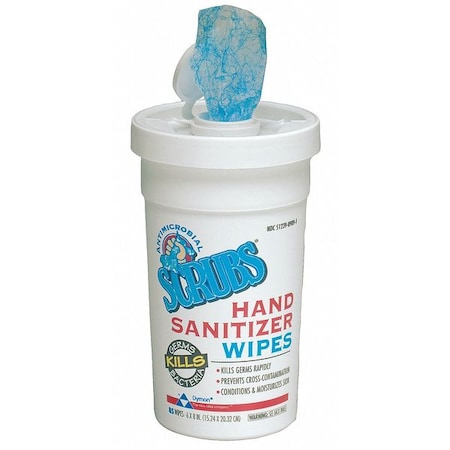 Scrubs Hand Sanitizing Wipes, 6 x 8", 85 Wipes 90985 | Zoro