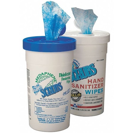 Scrubs Hand Sanitizing Wipes, 6 x 8", 85 Wipes 90985 | Zoro