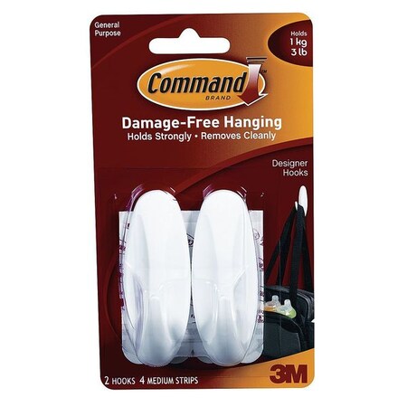Command 17081 $13.85 Hook, Molded Plastic, 1-1/8 In, PK2 | Zoro.com