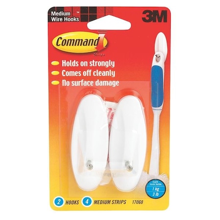 Command 17068 $4.65 Hook, Molded Plastic, 1-1/8 In, PK2 | Zoro.com