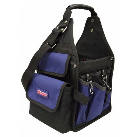 Westward Tool Tote, Black/Blue, 600d Polyester, 25 Pockets 5MZK4 | Zoro