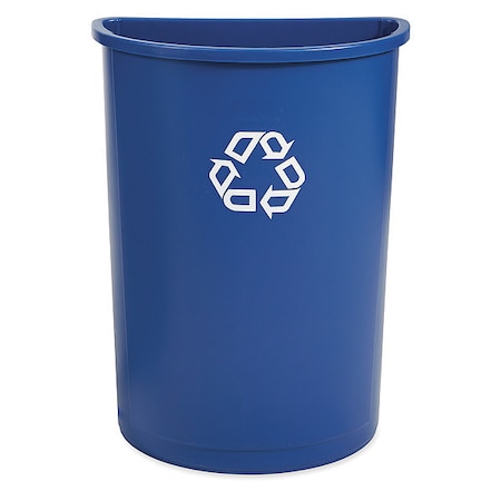 Rubbermaid Commercial 21 gal Half-Round Recycling Bin, Open Top, Blue ...