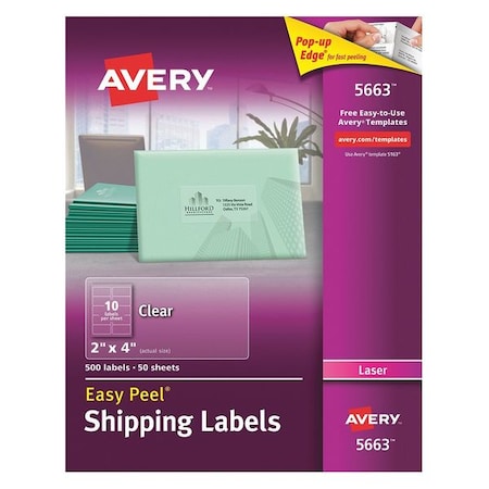 Avery Laser Label, 4 in Label W, 2 in Label H, 14 Labels per Sheet ...