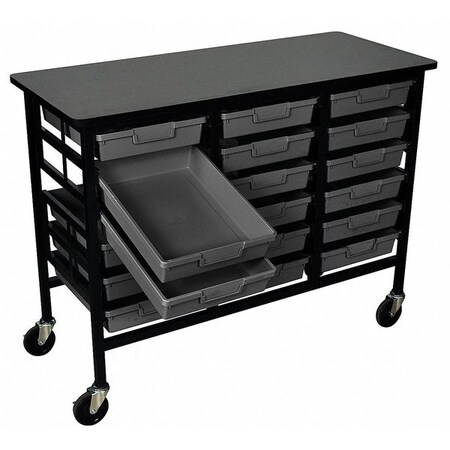 Zoro Select Mobile Bin Cart, 18 Tray Cap, Gray Tray C123S18-DG | Zoro
