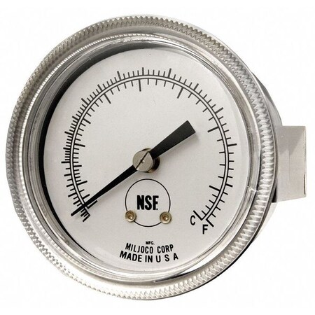 Miljoco Analog Panel Mt Thermometer, 30 to 240F V20665102-72 | Zoro