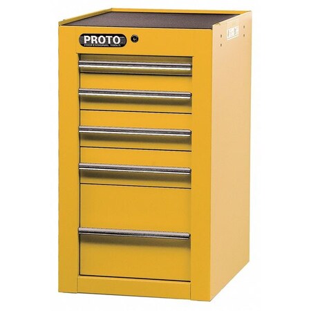 Proto 450HS Side Cabinet, 5 Drawer, Yellow, Steel, 19-1/2" W x 25" D x ...