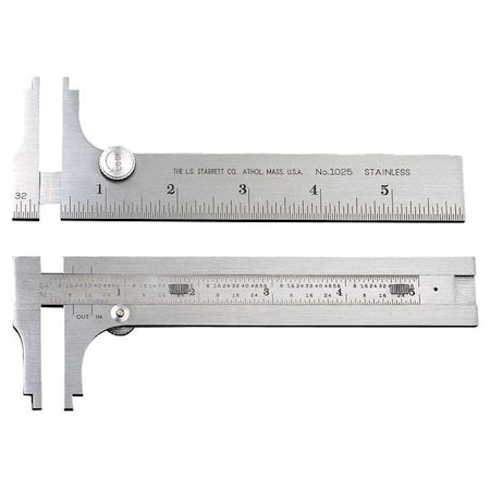 Starrett Pocket Slide Caliper, 6 In 1025-6 | Zoro