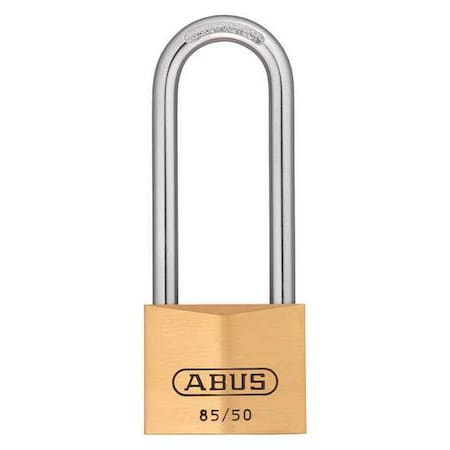 Abus Padlock, Master Keyed, Long Shackle, Rectangular Brass Body, Steel ...