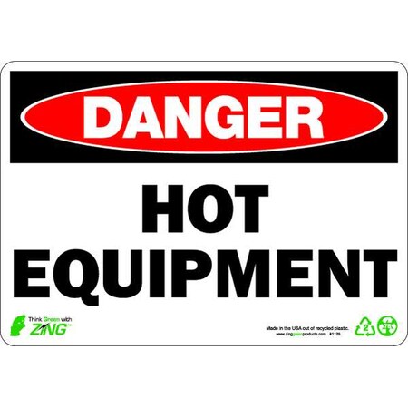 Zing Hot Surface Sign, 7 in H x 10 in W, Plastic, Hot Equipment 1126 | Zoro